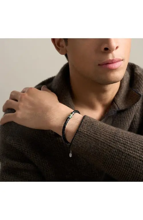 Fossil Everett Woven Leather Bracelet - Black