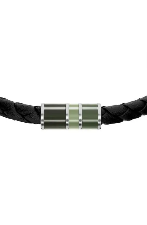 Fossil Everett Woven Leather Bracelet - Black
