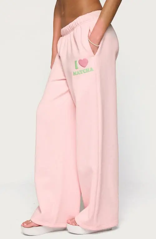 EDIKTED I Heart Matcha Wide Leg Sweatpants