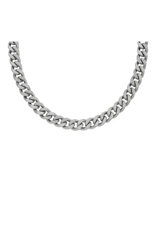 Fossil Harlow Linear Texture Chain Necklace - Silver