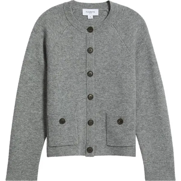Fleurette Wool & Cashmere Cardigan - Grey