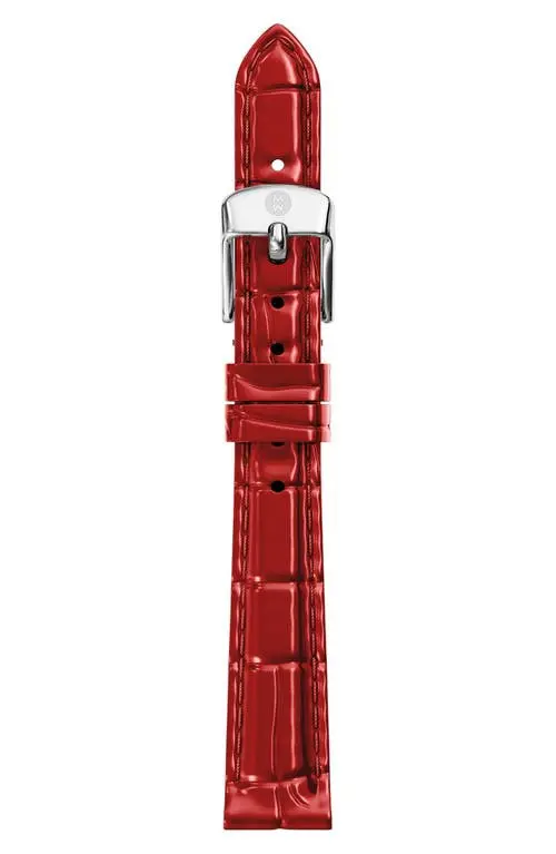 Michele Croc Embossed Leather Watchband - Red