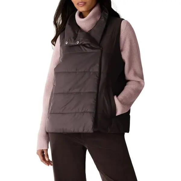 Eileen Fisher High Collar Quilted Vest