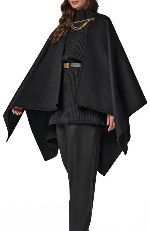 Donna Karan New York Chain Closure Wool Blend Cape