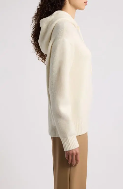 Fleurette Merino Wool & Cashmere Blend Boucle Hoodie - Cream