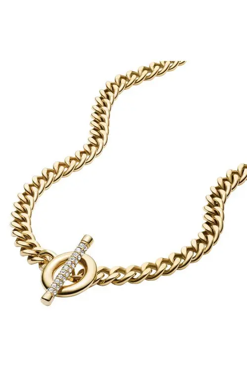 Fossil Carlie T-bar Crystal Toggle Necklace