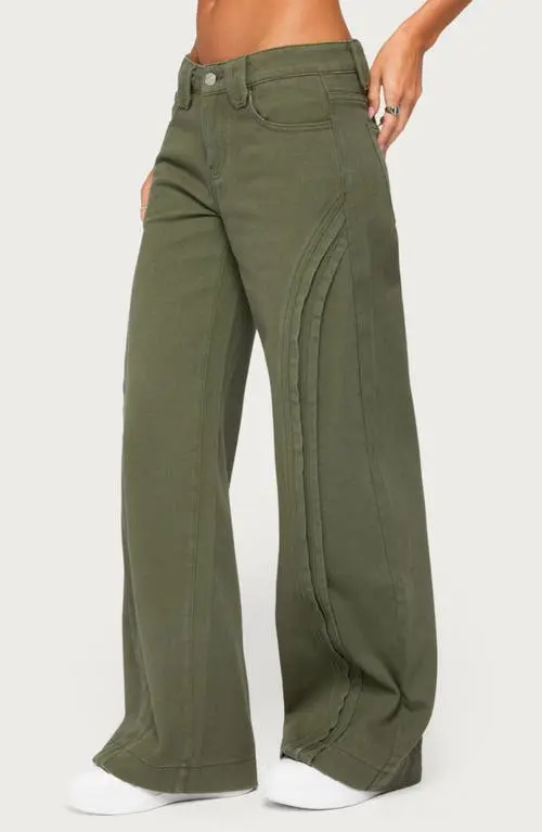 EDIKTED Pascale Stitched Low Rise Wide Leg Jeans