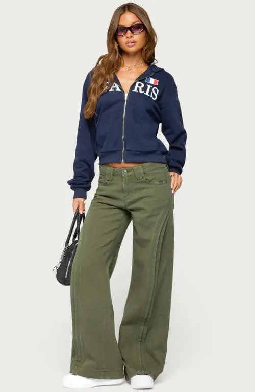 EDIKTED Pascale Stitched Low Rise Wide Leg Jeans