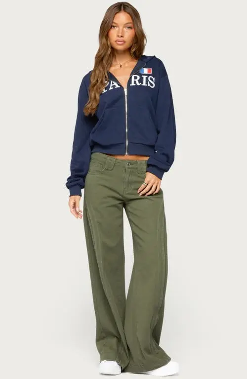 EDIKTED Pascale Stitched Low Rise Wide Leg Jeans