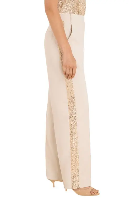 NIC+ZOE Lenox Sequin Tuxedo Wide Leg Pants - Coconut