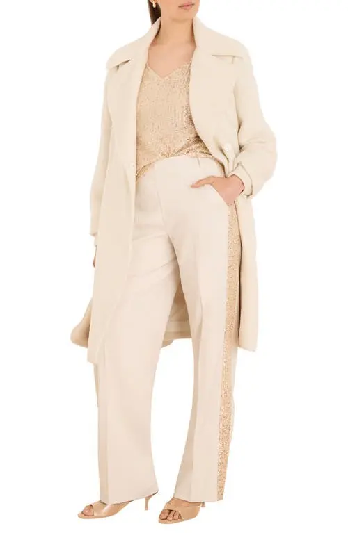 NIC+ZOE Lenox Sequin Tuxedo Wide Leg Pants - Coconut
