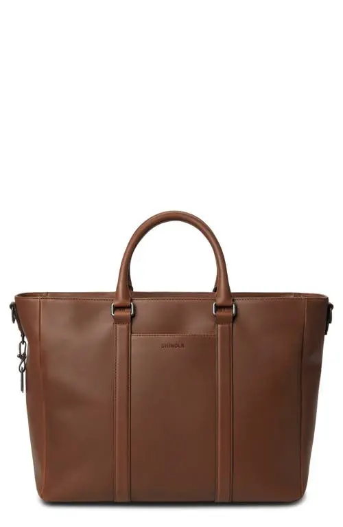 Shinola Runwell Leather Zip Briefcase - Medium Brown