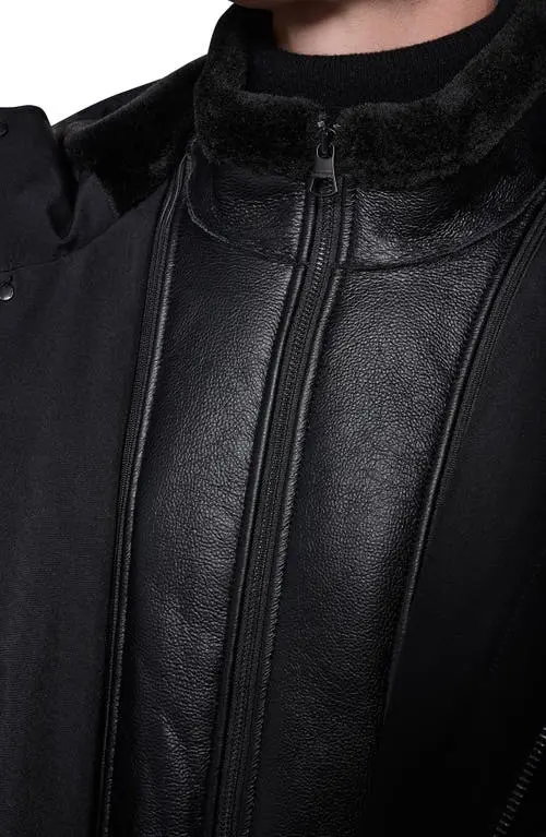 Karl Lagerfeld Paris Faux Shearling Parka With Removable Bib