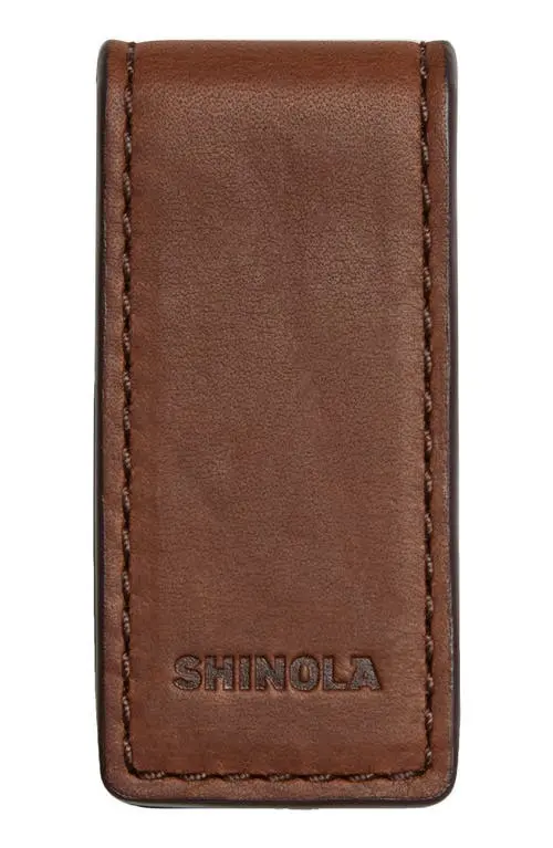Shinola Navigator Magnetic Money Clip - Medium Brown