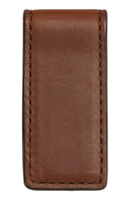 Shinola Navigator Magnetic Money Clip - Medium Brown