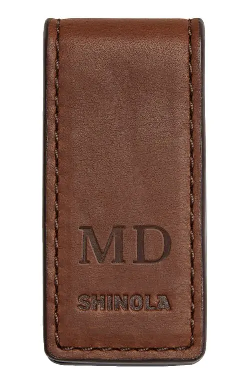 Shinola Navigator Magnetic Money Clip - Medium Brown