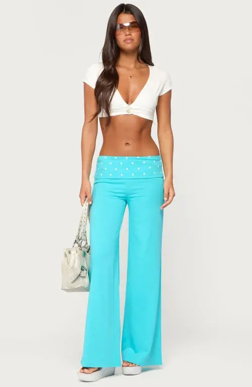 EDIKTED Reeva Polka Dot Foldover Pants