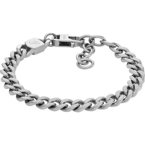 Fossil Harlow Linear Texture Chain Bracelet - Silver
