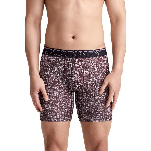 JOCKEY Everactive Motion Stretch Microfiber 5" Boxer Brief - Currant Texture