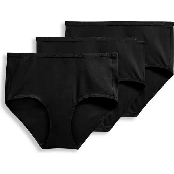 JOCKEY Organic Cotton Stretch Modern Brief3 Pack - Black