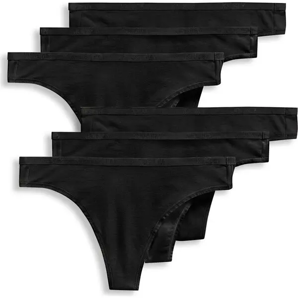 JOCKEY Organic Cotton Stretch Thong6 Pack - Black