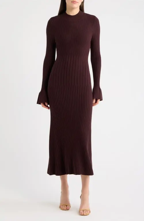 Eliza J Mock Neck Rib Midi Dress