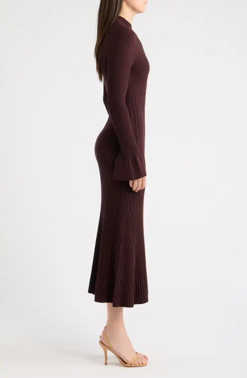Eliza J Mock Neck Rib Midi Dress