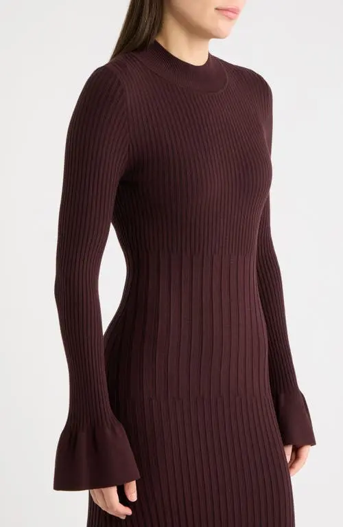 Eliza J Mock Neck Rib Midi Dress