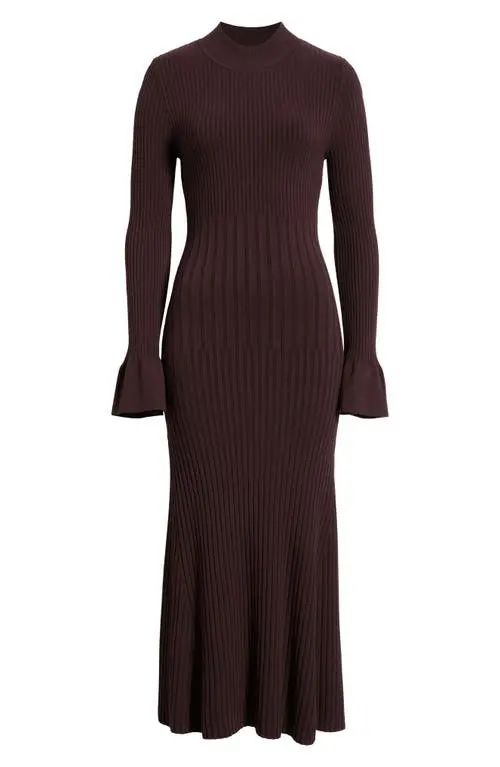 Eliza J Mock Neck Rib Midi Dress