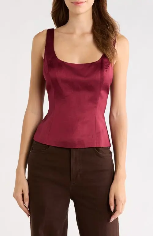 REFORMATION Hetty Scoop Neck Top - Deep Red
