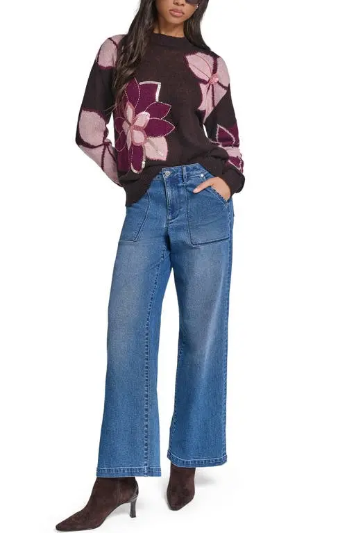 Karl Lagerfeld Paris Floral Sequin Crewneck Sweater