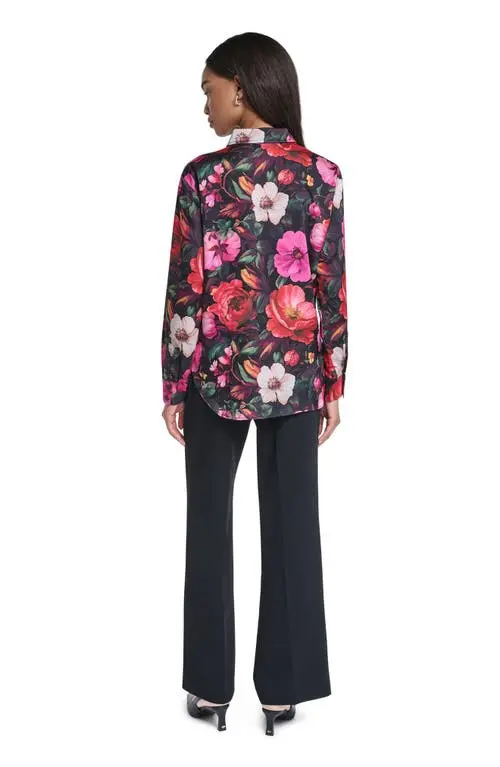 Karl Lagerfeld Paris Printed Satin Button-up Shirt
