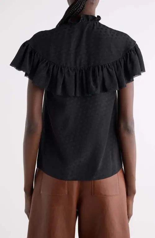 Chloé Silk Jacquard Flutter Blouse
