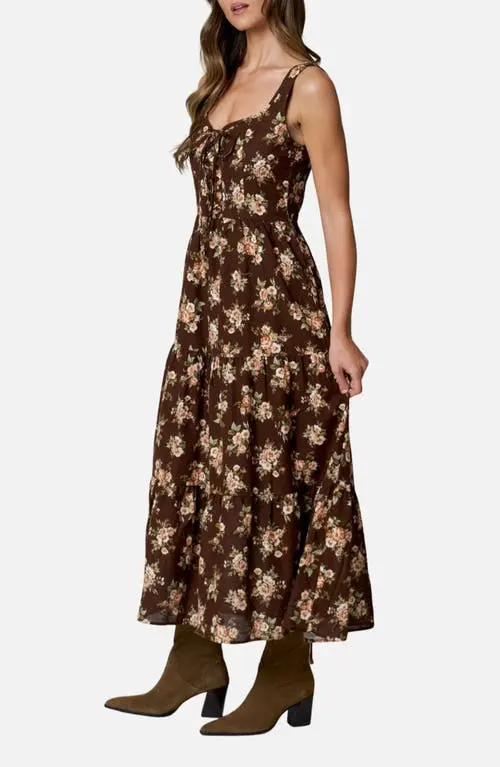 BLU PEPPER Tie Front Floral Midi Dress