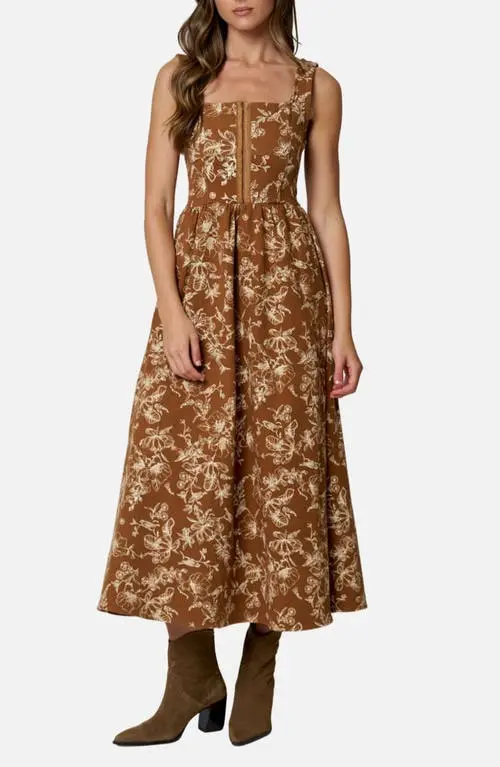 BLU PEPPER Corset Midi Dress - Caramel