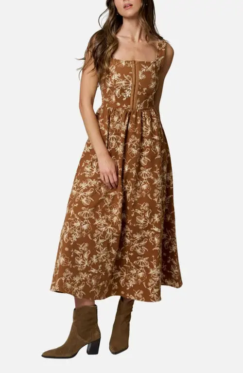 BLU PEPPER Corset Midi Dress - Caramel