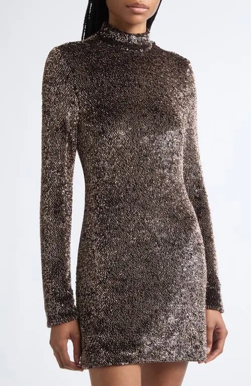 Veronica Beard Sylee Sequin Mock Neck Minidress - Copper Black