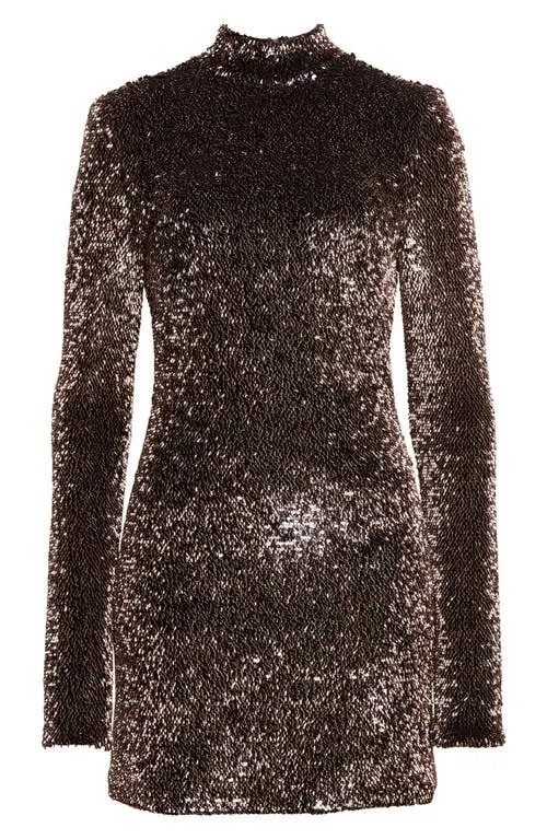 Veronica Beard Sylee Sequin Mock Neck Minidress - Copper Black