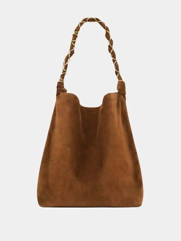 Saint Laurent Caramel Cognac Amalia Suede Handbag - Brown