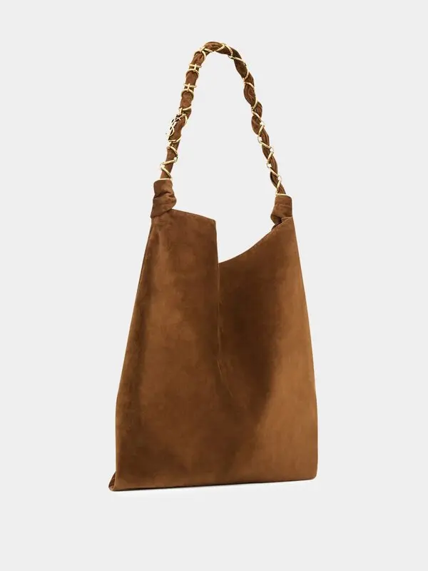 Saint Laurent Caramel Cognac Amalia Suede Handbag