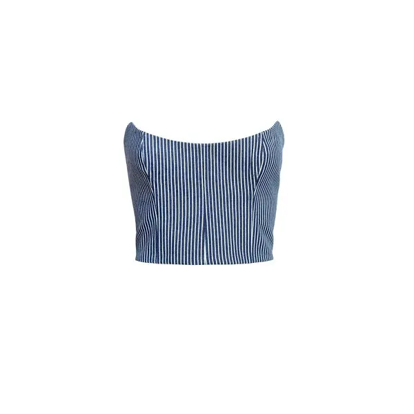 AUDREY VALLENS Denim Affair Stripe Corset - Blue