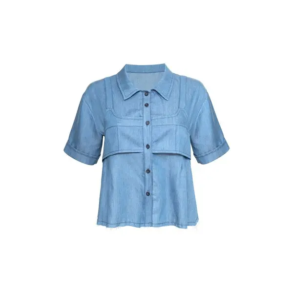 AUDREY VALLENS Denim Affair Tencel Bralette Shirt