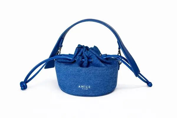 ANICE’ BY ANGEL Angelou Drawstring Indigo Denim Bucket Bag