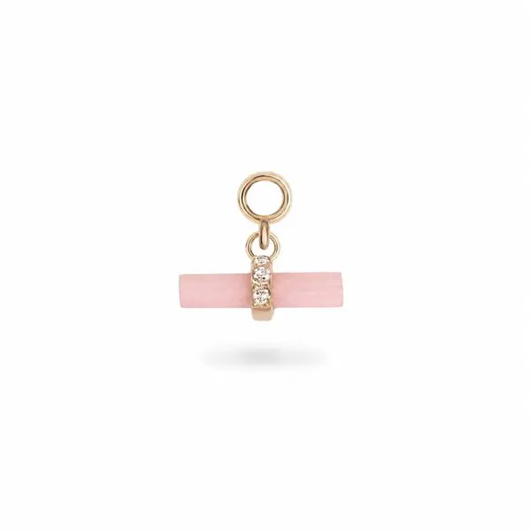 ZOHREH Guava Quartz T-bar Earring Charm 9k Gold