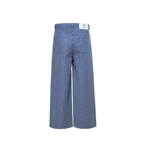 AUDREY VALLENS Denim Affair Stripe Wide Crop Jeans