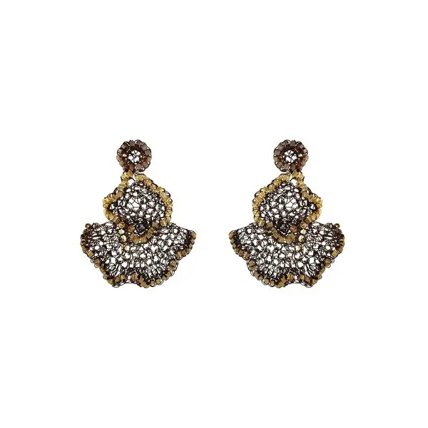 LAVISH BY TRICIA MILANEZE Sepia Mix Jasmine Trio Handmade Crochet Earrings - Brown