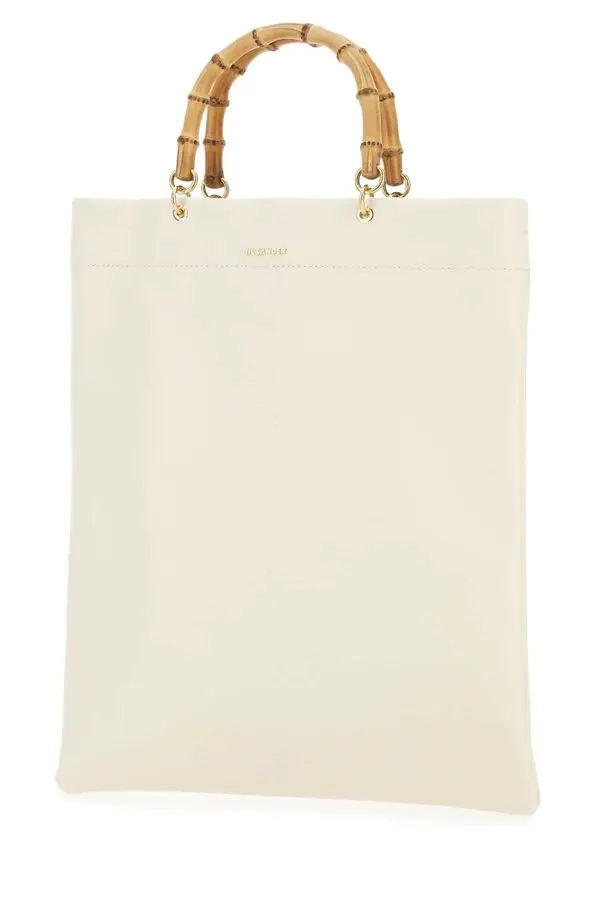 JIL SANDER Ivory Leather Medium Shopping Bag - White