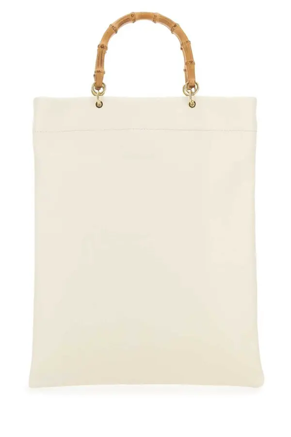 JIL SANDER Ivory Leather Medium Shopping Bag - White