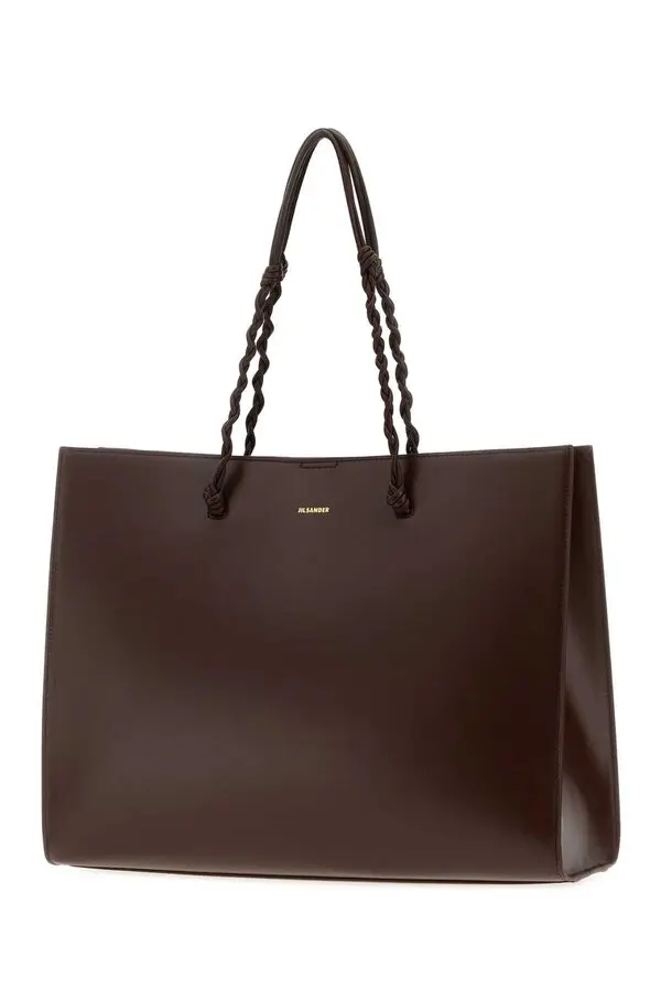 JIL SANDER Chocolate Leather Tangle Shopping Bag