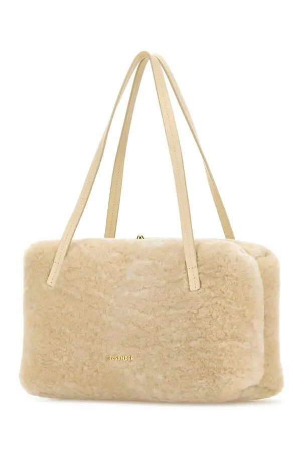 JIL SANDER Ivory Shearling Goji Pillow Shoulder Bag - White